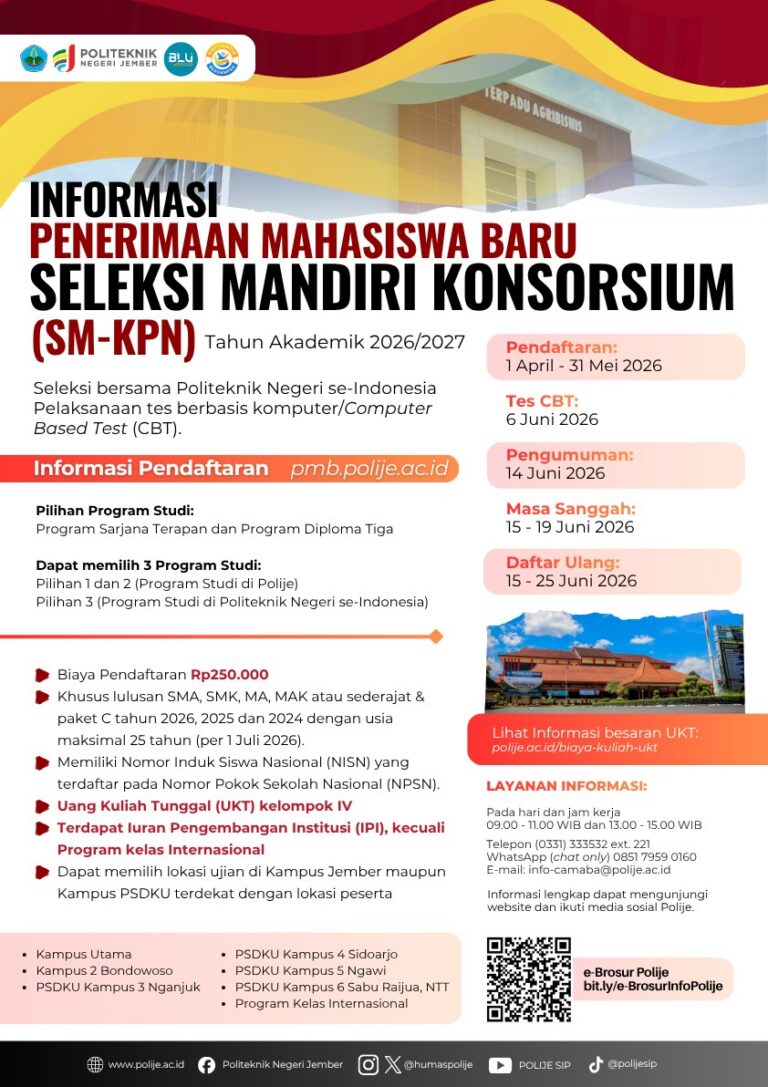 PENERIMAAN MAHASISWA BARU JALUR MANDIRI TAHUN 2026 - Politeknik Negeri ...